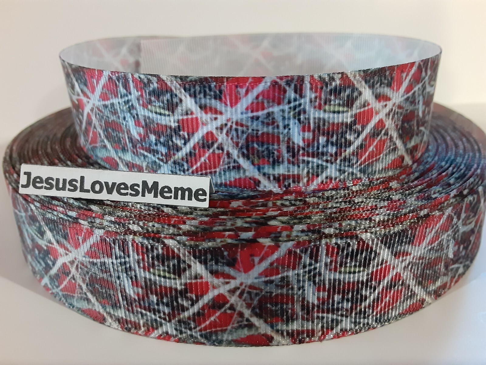 Grosgrain Ribbon Poppy Red Camo Twigs Trees Woods Country Living Farm, 7/8" Wide | eBay