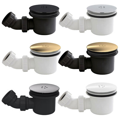Mega-Flow 90mm Shower Tray Waste Trap & Vented Cover Dome Bathroom Easy ...