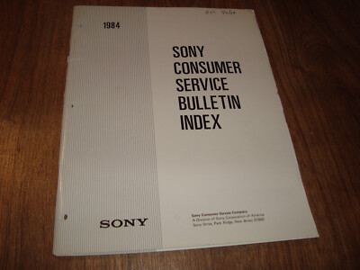 Sony Consumer Service Bulletin Index 1984 | eBay