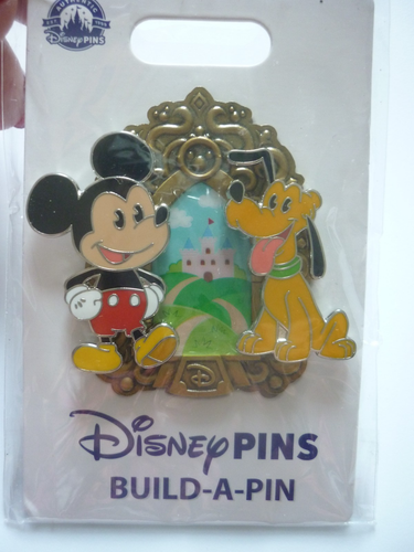 DISNEY NEW PRETTY BUILD A PIN MICKEY MOUSE & PLUTO GOLD FRAME CASTLE 3 ...