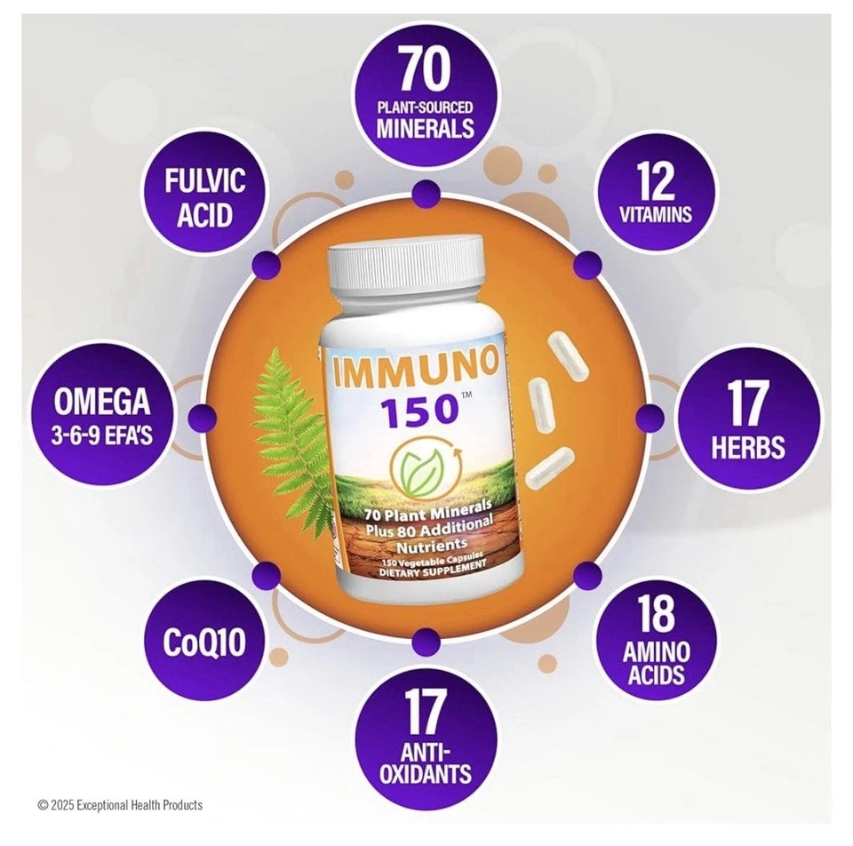Immuno 150 Immune Support Supplement – 150 Veg Capsules Vitamins ...