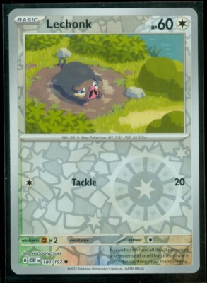 Pokemon LECHONK 180/197 Obsidian Flames Rev Holo - - MINT | eBay