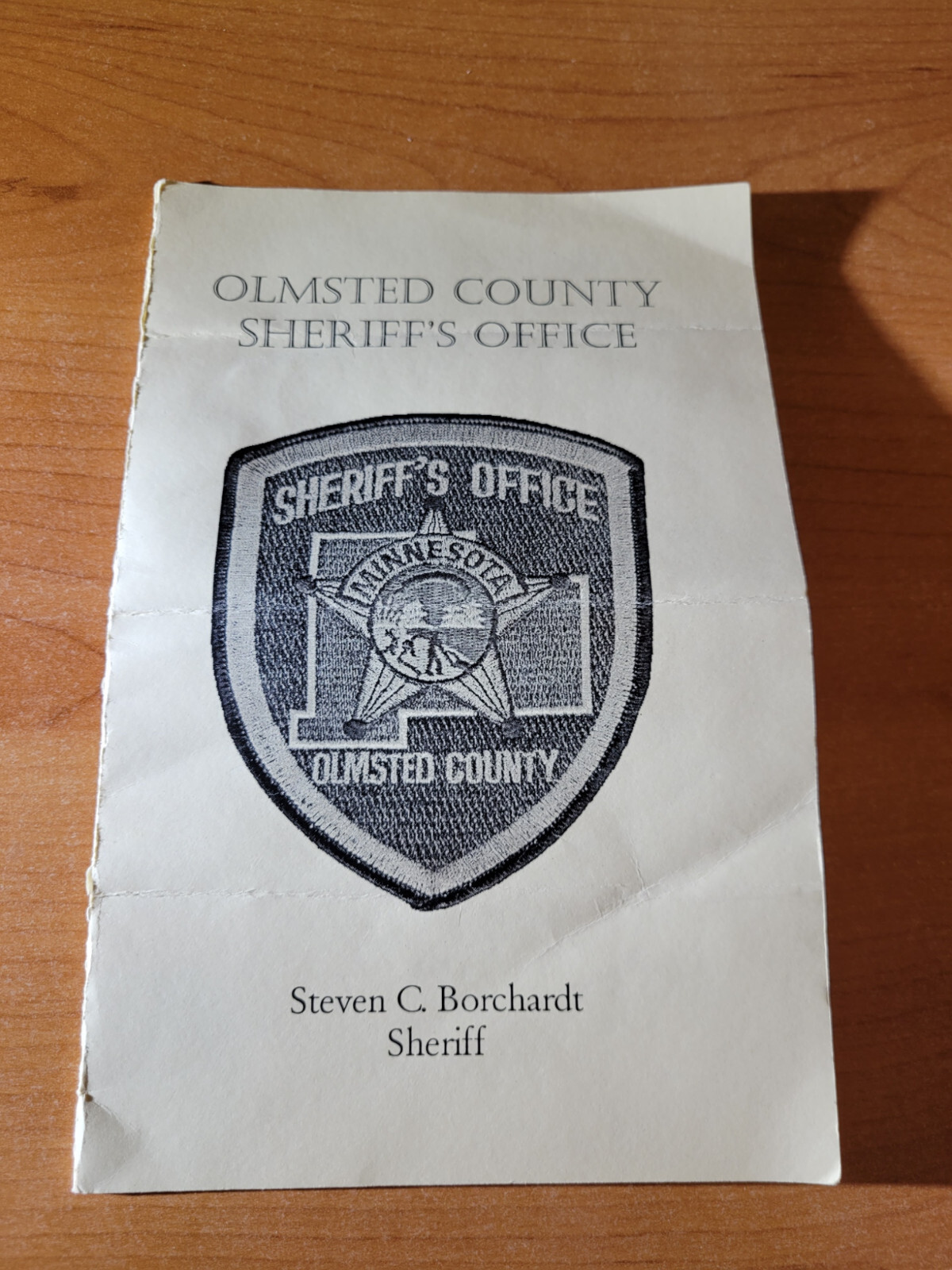 Olmstead County MN Sheriff's Office Patch with Presentation Card | eBay