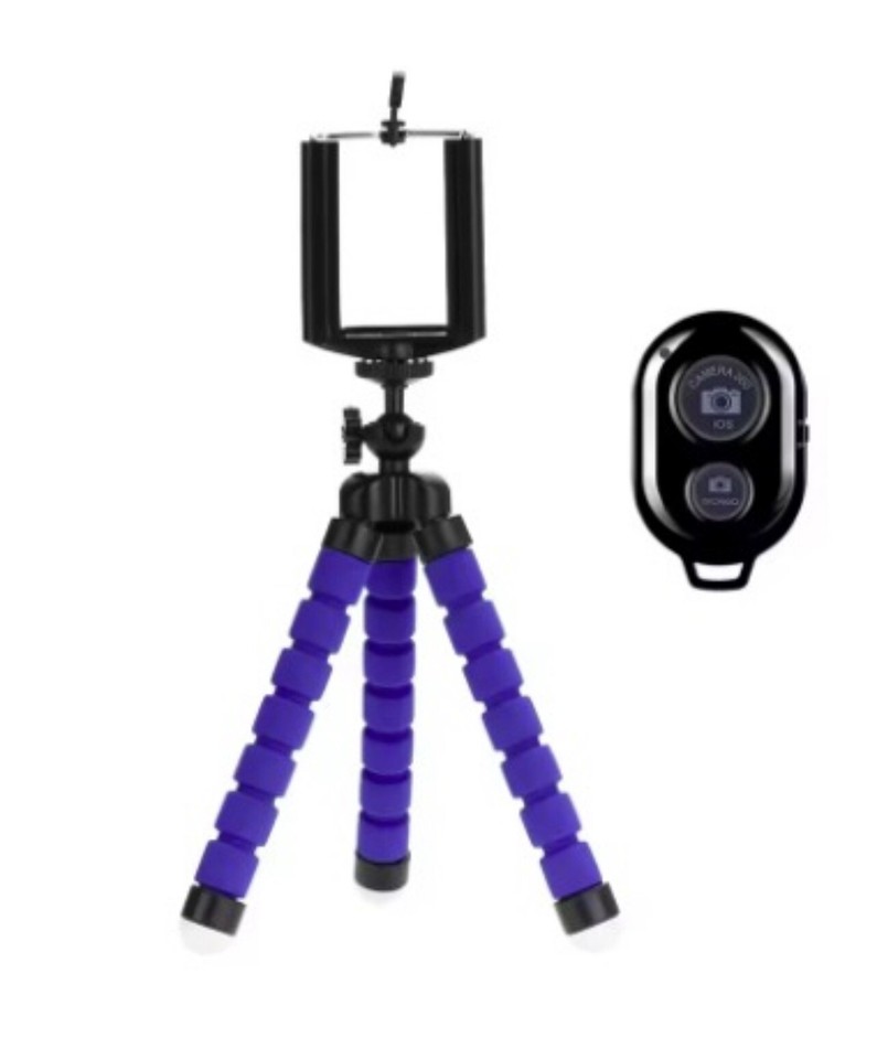 Blue Tripod For Phone Flexible Sponge Octopus mini tripod iPhone Holder ...