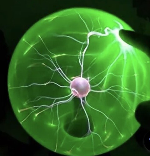 Touch Sound Sensitive Glass Plasma Ball Lamp Crystal Green Color Globe ...