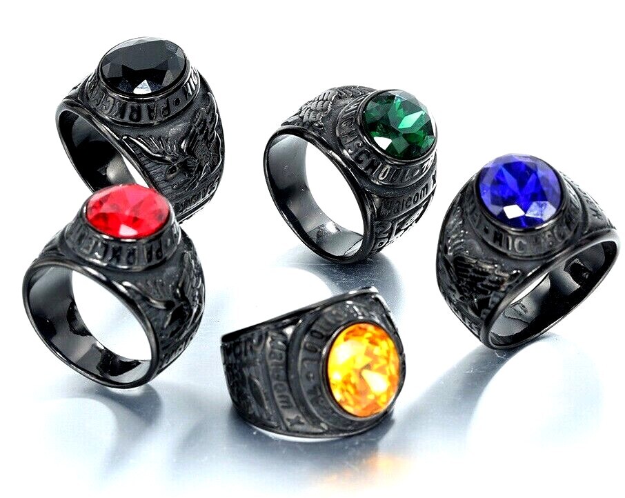 Parkcentral High School CZ Black Ring Stainless Steel Eagle Biker Cool ...