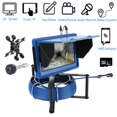 50M WIFI Sewer Pipe Inspection Video Camera with Meter Counter 10 ...