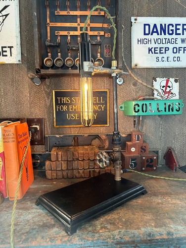 Industrial Steampunk Desk Table Lamp Cast Iron Trouble Light Lab Stand ...