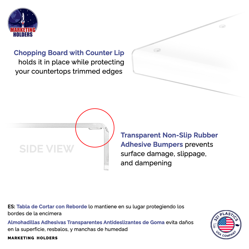 Cutting Board with Lip Countertop Protector Clear Acrylic | eBay