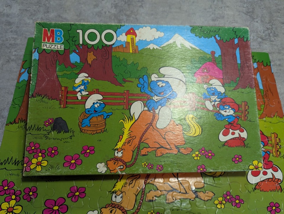 Vintage Milton Bradley Smurf, 100 Piece Puzzle, #4190-5, Complete. | eBay