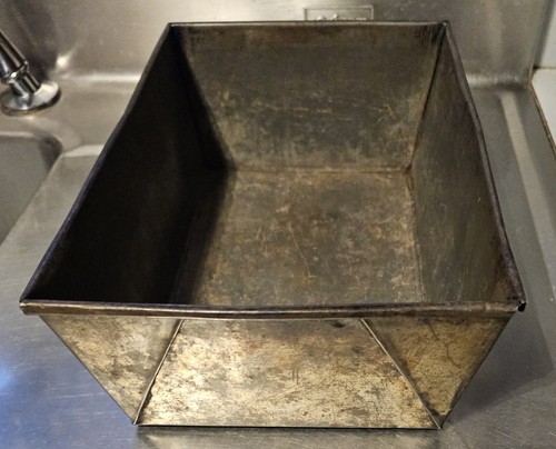 Metal Vintage Loaf Pan Rectangle Folded Sides Baking Bread Large 12.5 x ...