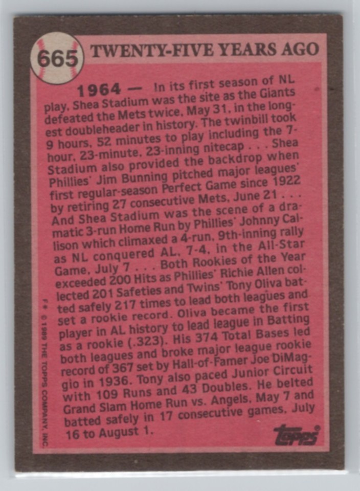 1989 TOPPS #665B TONY OLIVA MINNESOTA TWINS | eBay