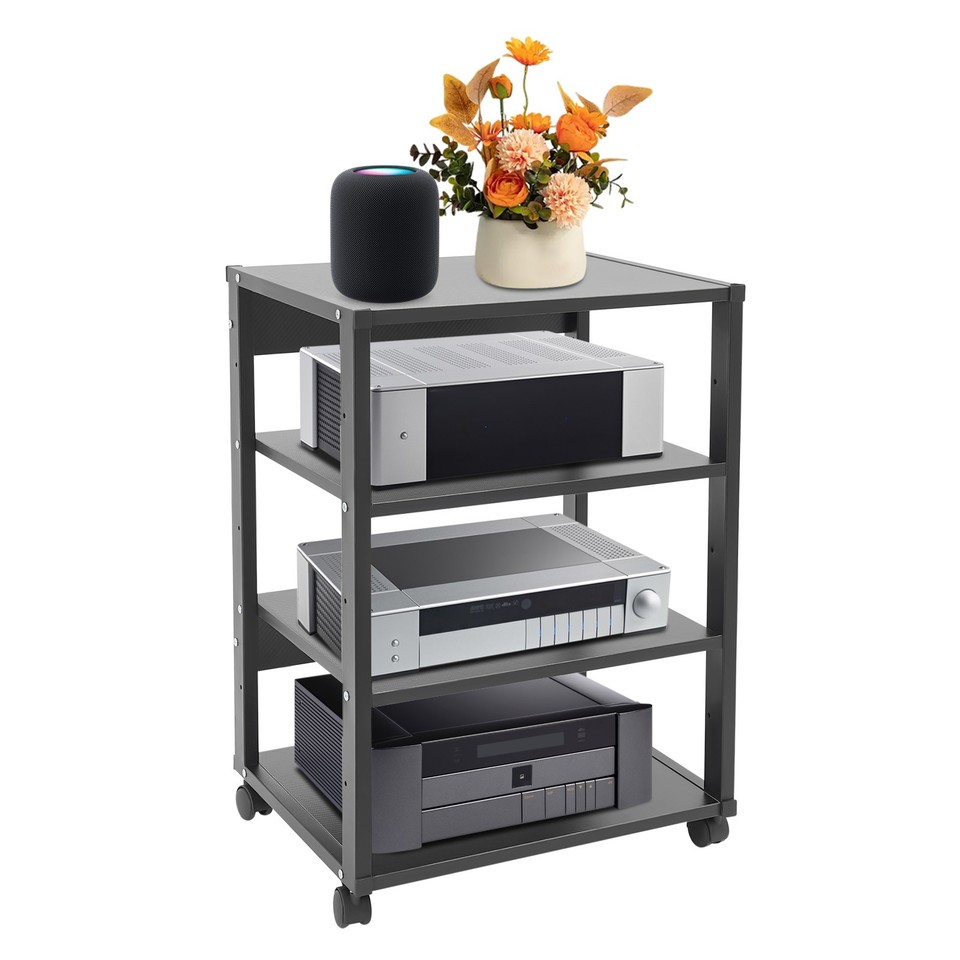 4 Shelf Audio Video TV Media Component Stand Rack AV Equipment Stereo ...