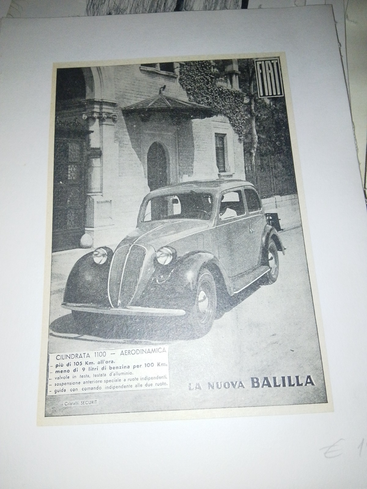manifesto poster volantino pubblicità auto Fiat nuova Balill macchina ...
