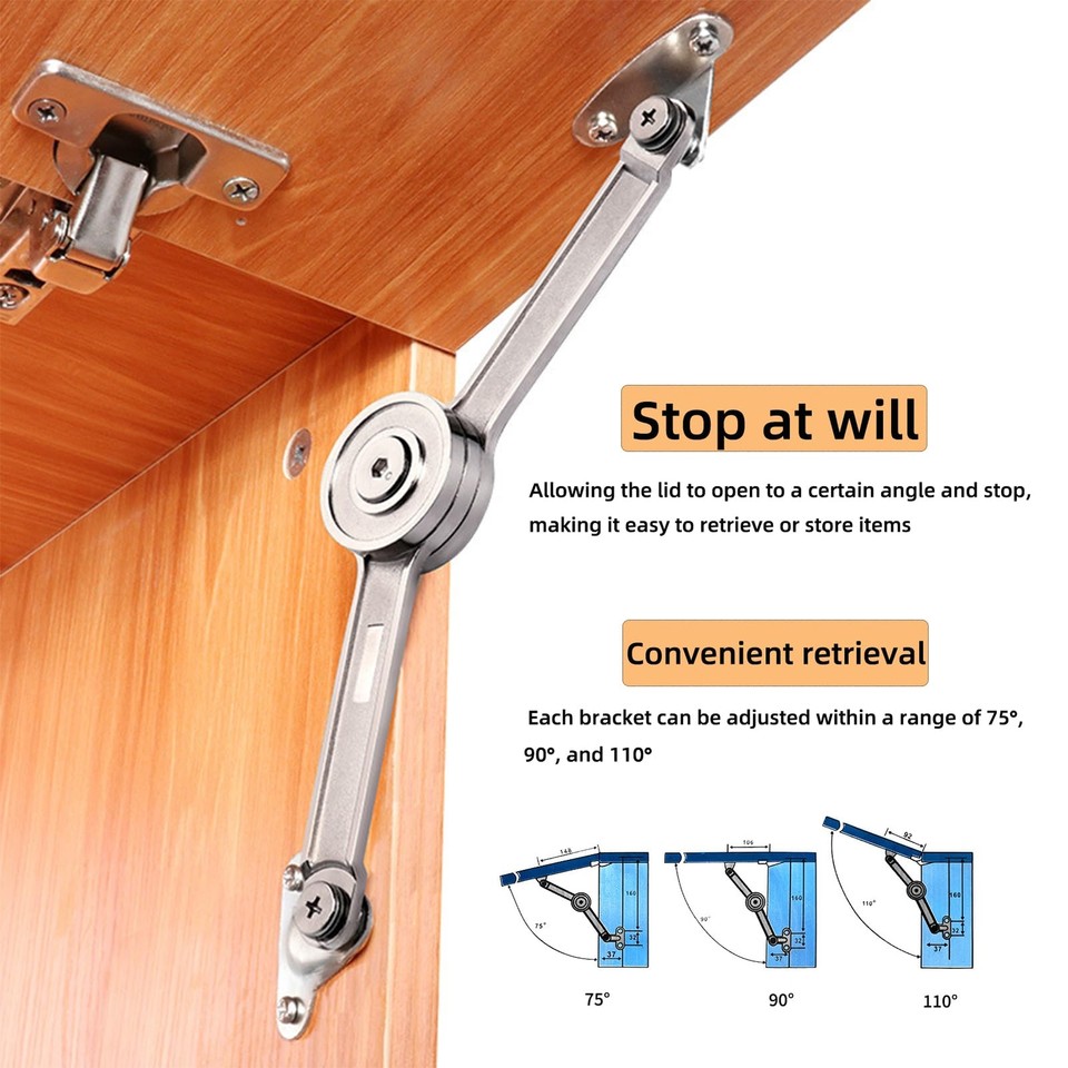 2 Pcs Lid Support Hinge| Locking Hinges 90 Degree| Toy Box Hinges Soft ...