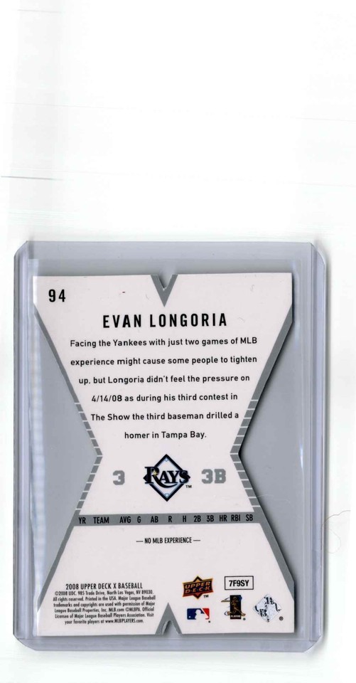 2008 Upper Deck X Evan Longoria Rookie Tampa Bay Rays #94 | eBay