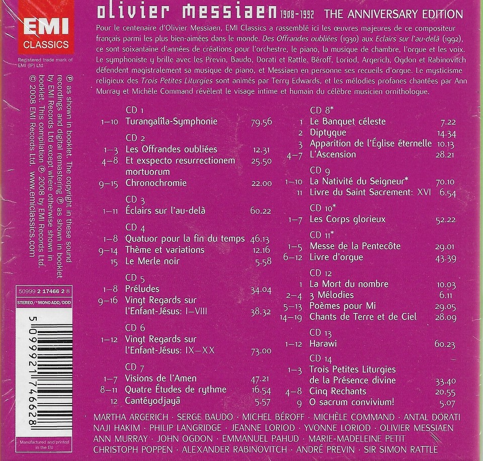 MESSIAEN ANNIVERSARY EDITION EMI 14 CD OOP NEW SEALED | eBay