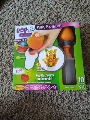 New Pop Chef 10 Piece Kit Food Decorator Create Shapes In Seconds AS ...