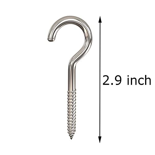 20 PCS 3 Inch Heavy Duty Large Screw Hook Ceiling Hook Cup Hook Silver ...