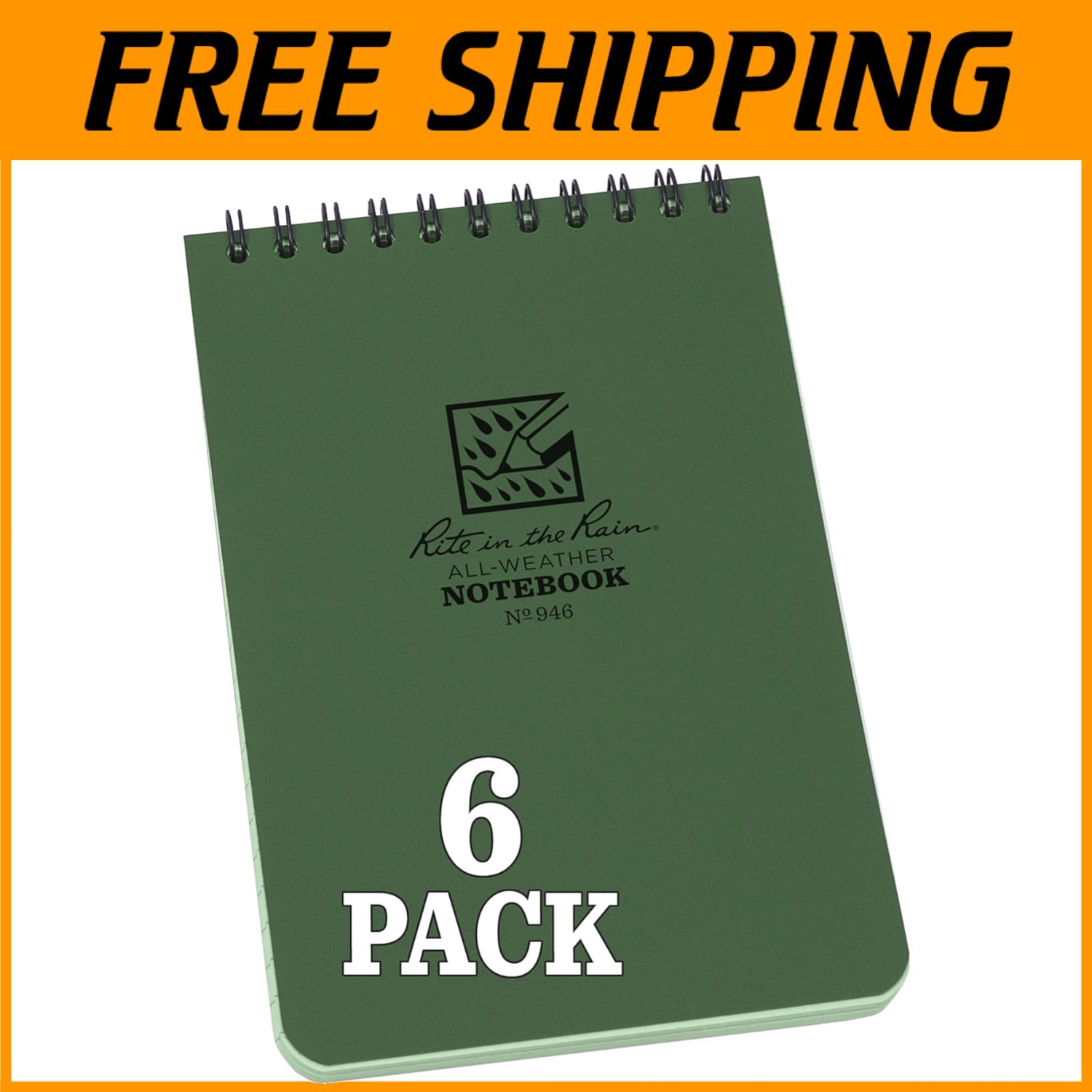 Top Spiral 4x6 Notebook, Green Cover, Waterproof - 6 Pack – DOQAAN.COM
