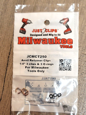 Just clips 3pc 1/4" Socket Retaining clip & O-ring for Milwaukee impact ...