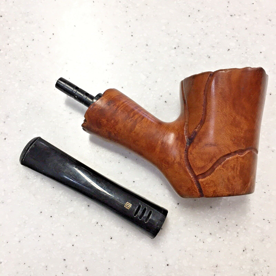 CAREY Magic Inch Estate Tobacco Pipe Carved Rustic Bent Cherrywood ...