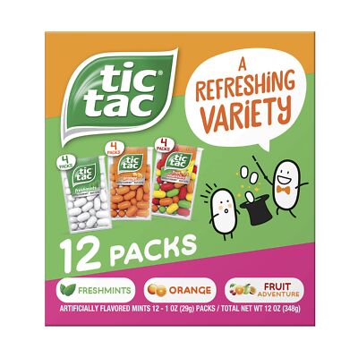 Tic Tac Flavor Variety Pack, Bulk 12 Pack, On-The-Go Refreshment, 1 Oz ...
