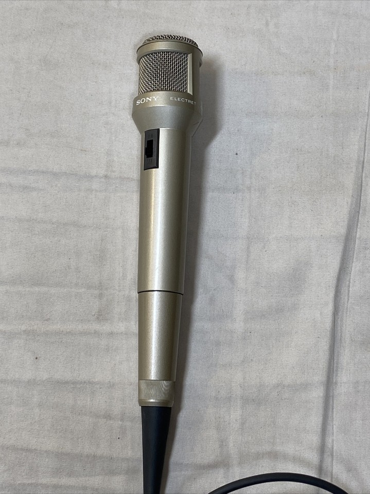 SONY ECM-220 ELECTRET CONDENSER MICROPHONE Vintage Gold Tone Amp Mic ...