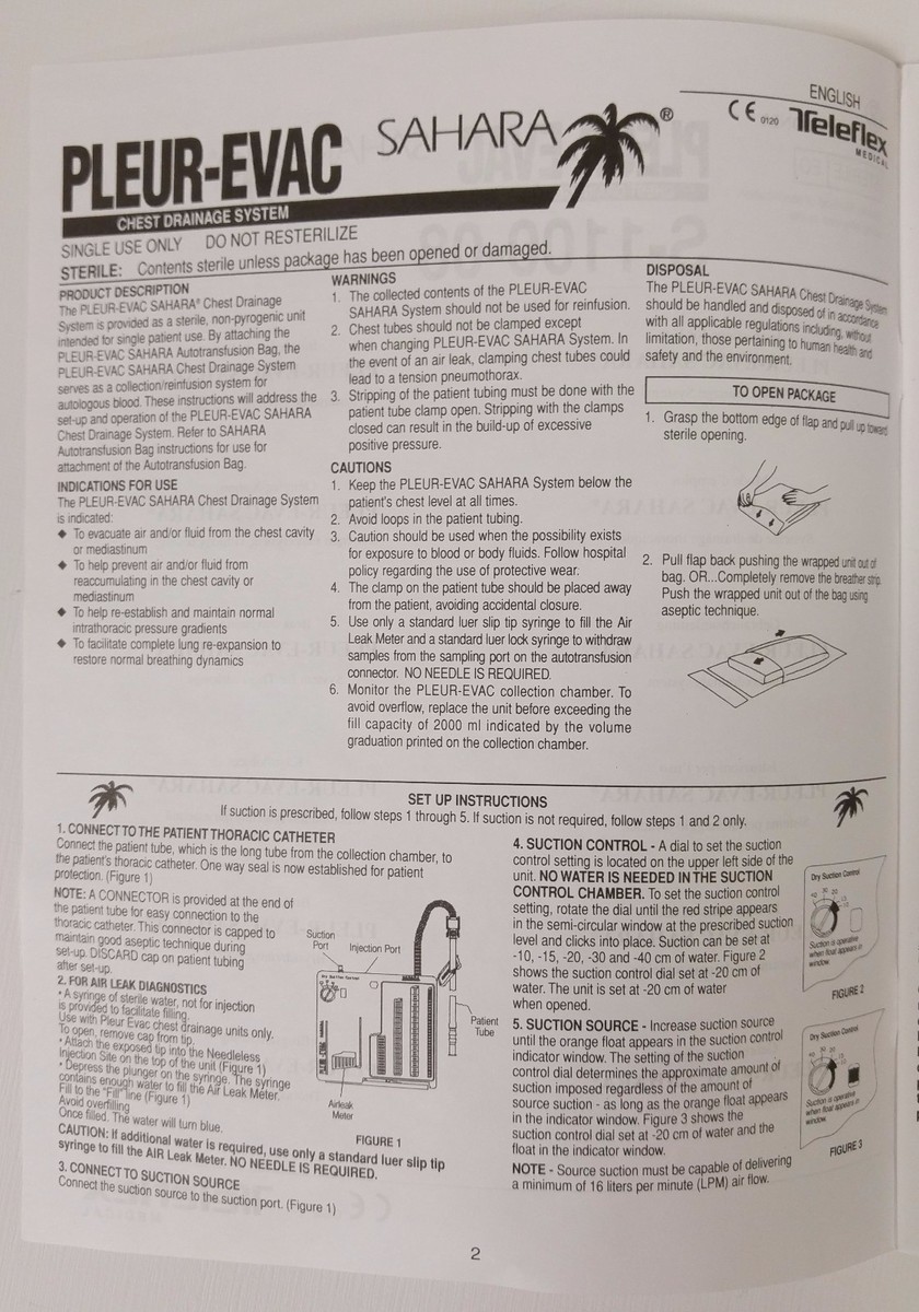 Pleur Evac Sahara Chest Tube