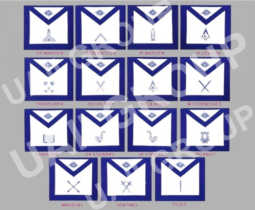 Masonic Blue Lodge Officers Aprons Embroidered Logo Set of 12 PCS | eBay