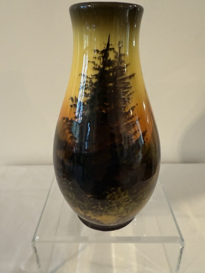 Vintage SMF Schramberg Vase Black Forest Motif Hand Painted West German ...