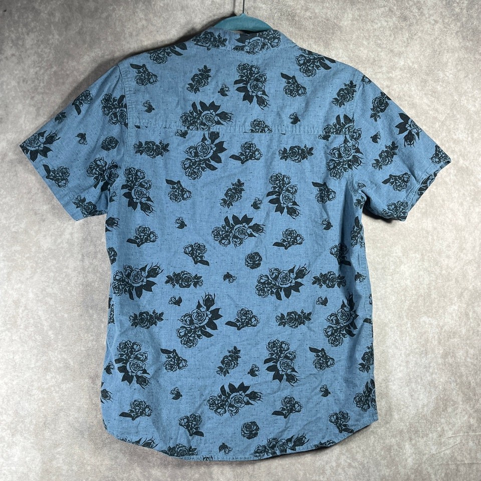Dravus Shirt Mens Small Blue Floral Button Up Short Sleeve Casual ...