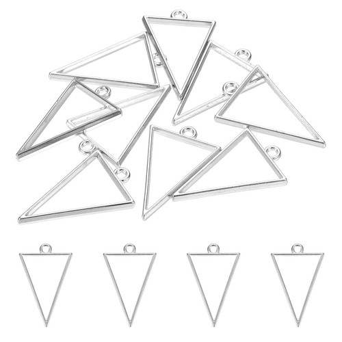 50Pcs Triangle Alloy Open Back Bezel Pendants Resin Frame Silver Tone ...