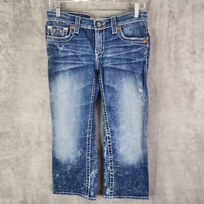 Womens Big Star Legendary Liv Blue Denim Capri Jeans Stretch Med Wash ...