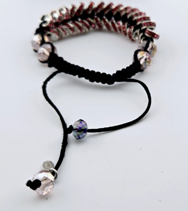 Kirks Folly Rondelle Bead Bracelet Adjustable String Pulls ST Pink | eBay