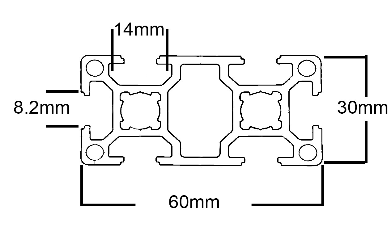 T SLOT ALUMINIUM PROFILE / EXTRUSION 3030 3060 BLACK / ANODISED - 2m ...