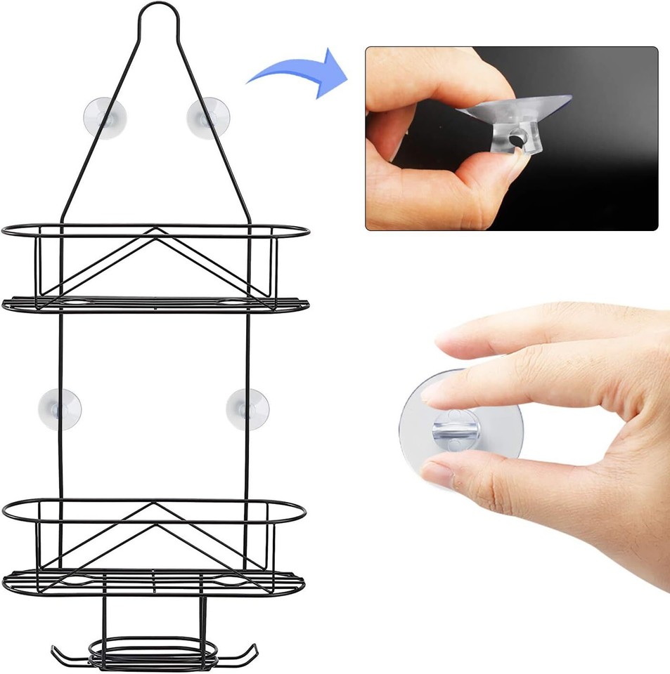 4 Pack Bathroom Shower Caddy Connectors Suction Cups, Heavy Strength ...