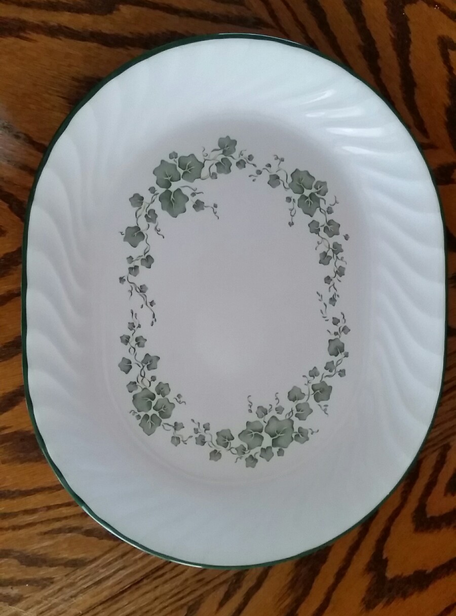 Corelle CALLAWAY Platter Oval 12" Serving Green Ivy White Swirl | eBay