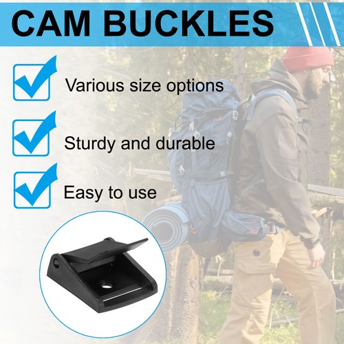 Webbing Black Cam Buckle 15/16 inch, 10 Pack Plastic Adjustable Toggle ...