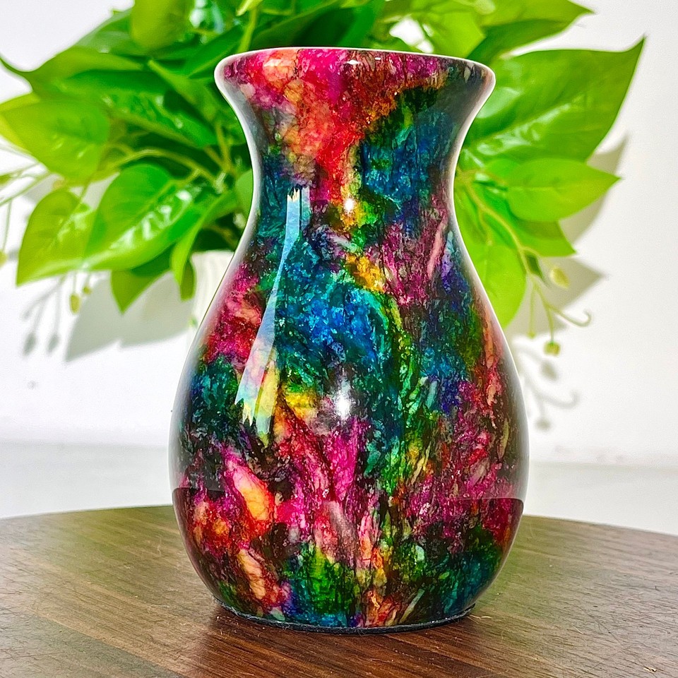 1.12LB Natural Colorful Jade Flower Vase Collection Decoration ...