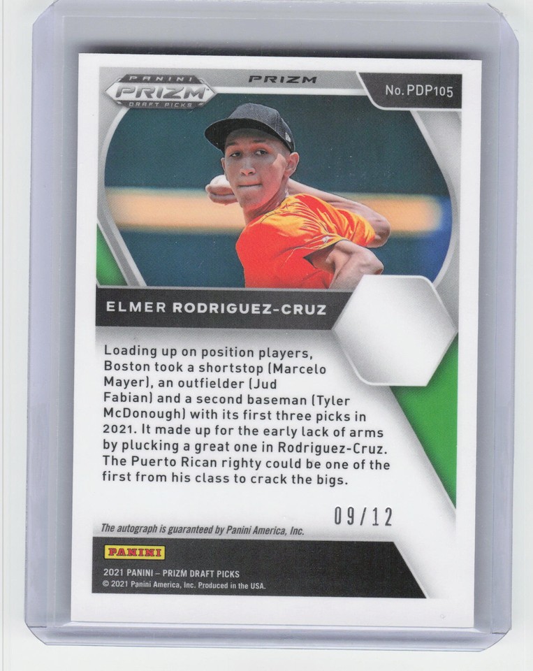 2021 Panini Prizm Draft #PDP105 Elmer Rodriguez-Cruz Burgundy Ice Auto ...