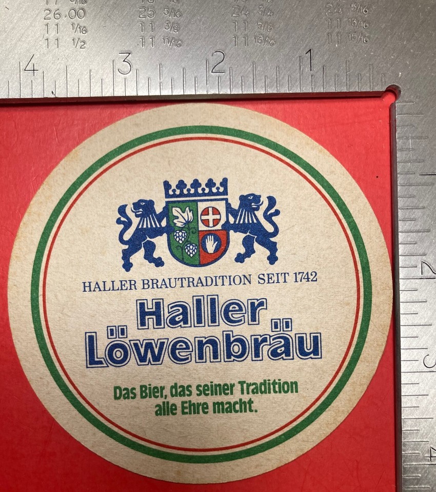 HALLER LOWENBRAU Löwenbräu 4.2 INCH ROUND BEER COASTER RARE VINTAGE | eBay