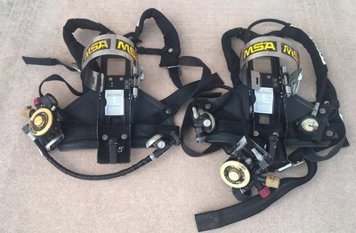 MSA AIR Pak HARNESS FIREFIGHTER SCBA SELF CONTAINED BREATHING 4500 PSI ...