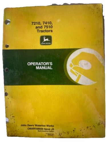John Deere 7210,7410,7510 Tractors OMAR168939 Operators Manual Book | eBay