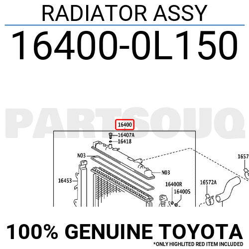 16400-0L150 Toyota OEM Genuine RADIATOR ASSY for sale online | eBay