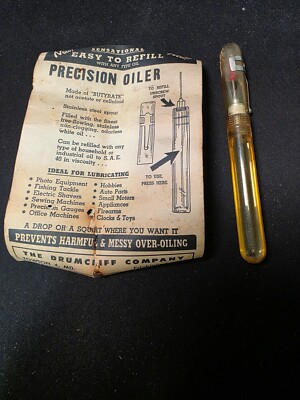 Rare Vintage Drumcliff Refillable Precision Needle Pin Point Oiler w ...
