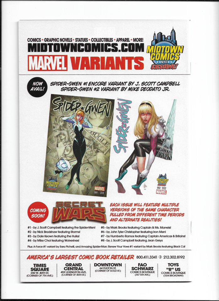 Gwenpool Holiday Special #1 Midtown Comics Exclusive JSC Cover NM+ ...