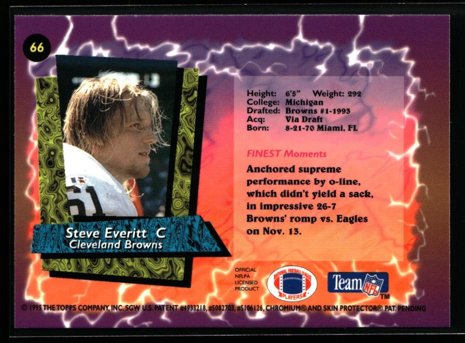 Steve Everitt 1995 Finest #66 Refractors Cleveland Browns | eBay