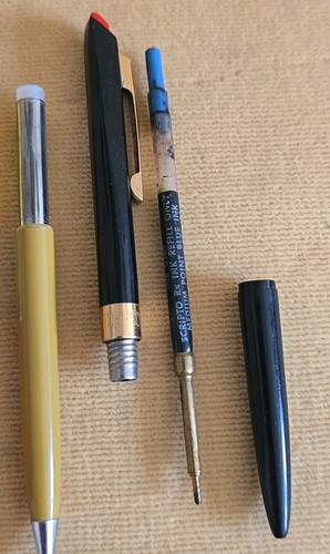 Vintage Scripto Mechanical Pencil Lot 4 Pencils, Pen, 1 6 Box of Lead ...