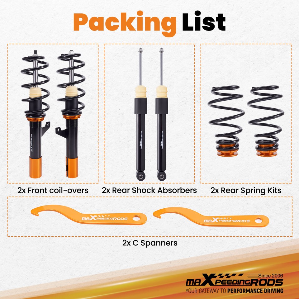 4Pcs Coilover Struts Shocks For VW MK5 MK6 GOLF JETTA 2006-2014 ...